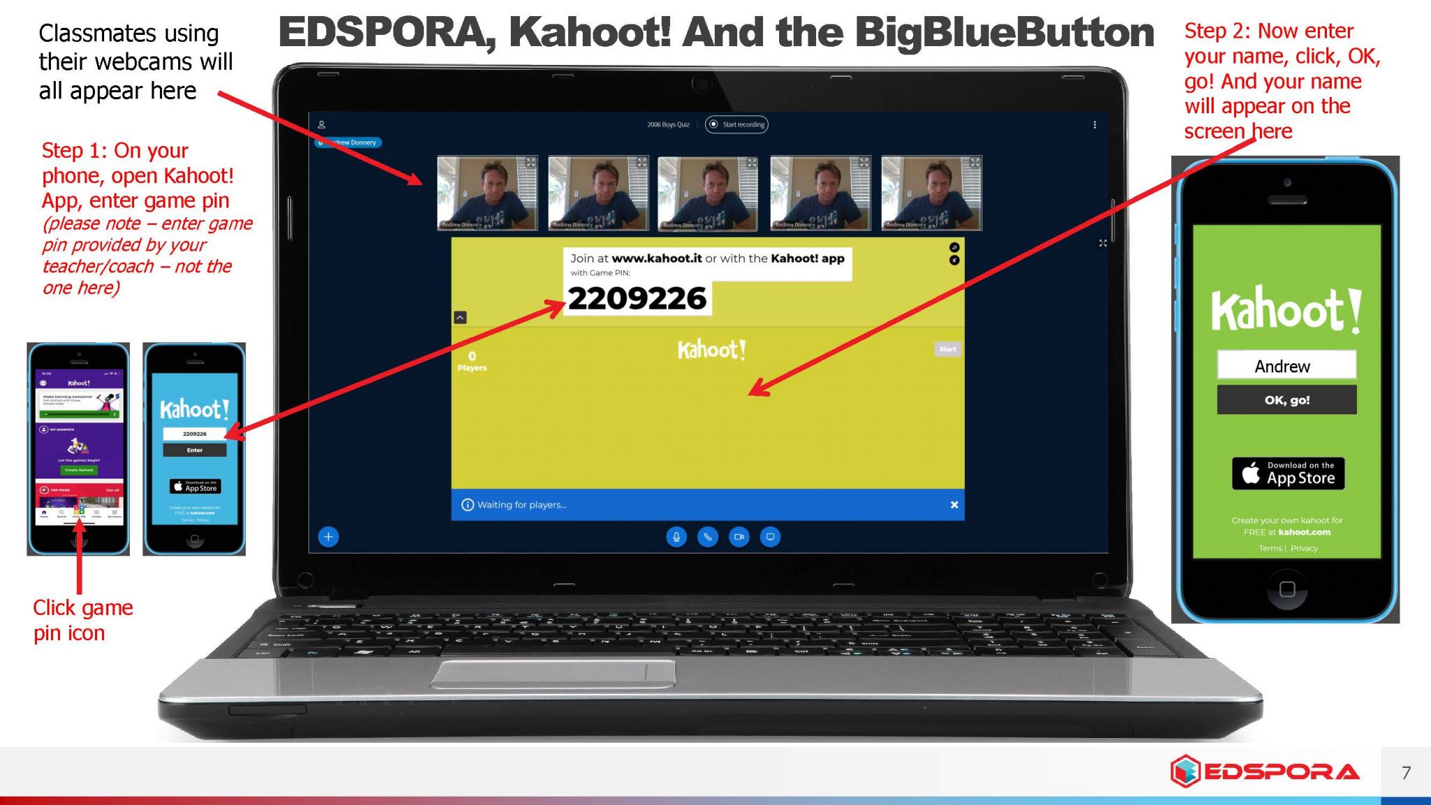 Using the BigBlueButton and Kahoot - EDSPORA